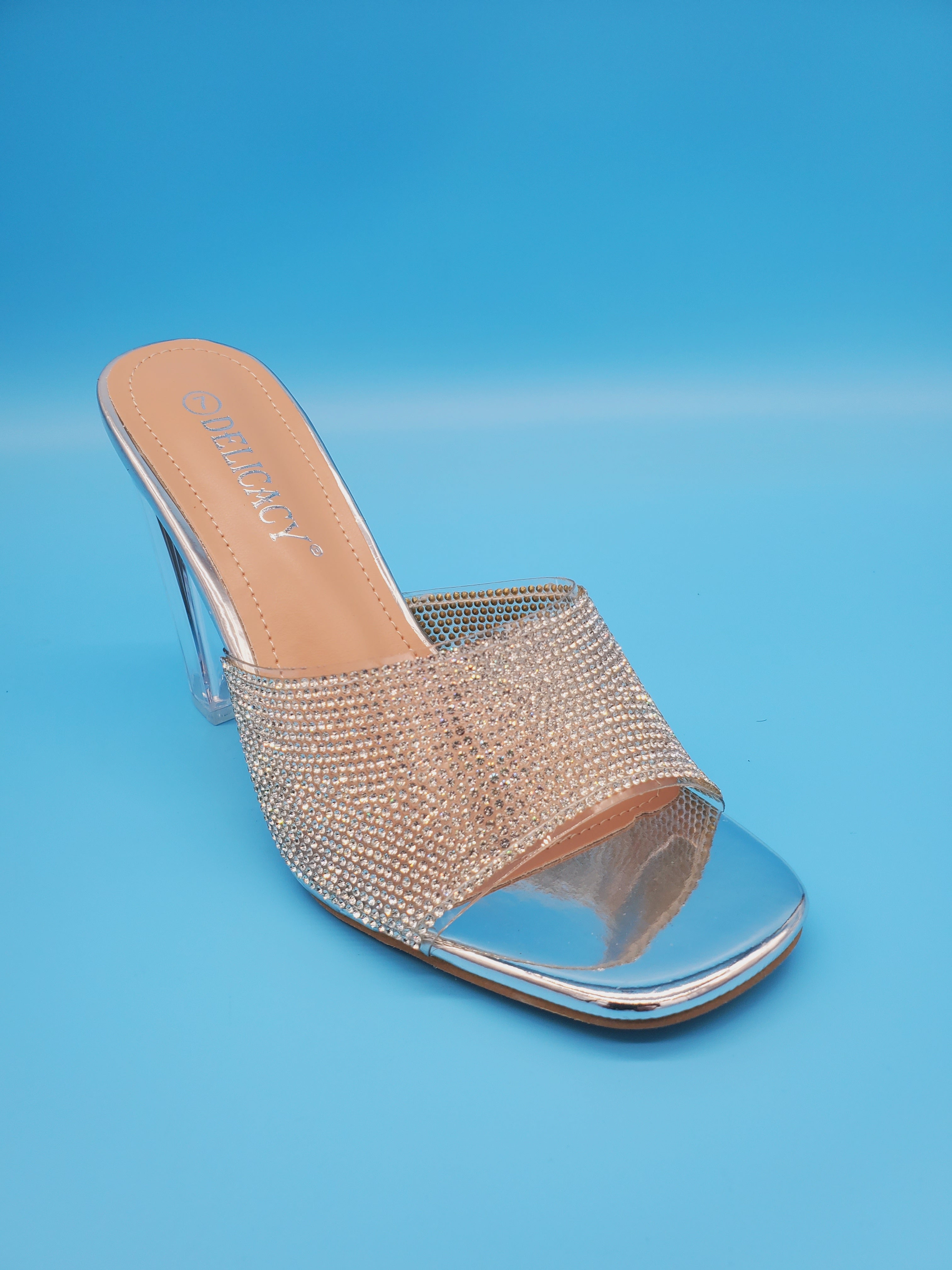 Crystal Covered Clear Chunky Heels – Brazilian secrets footwear