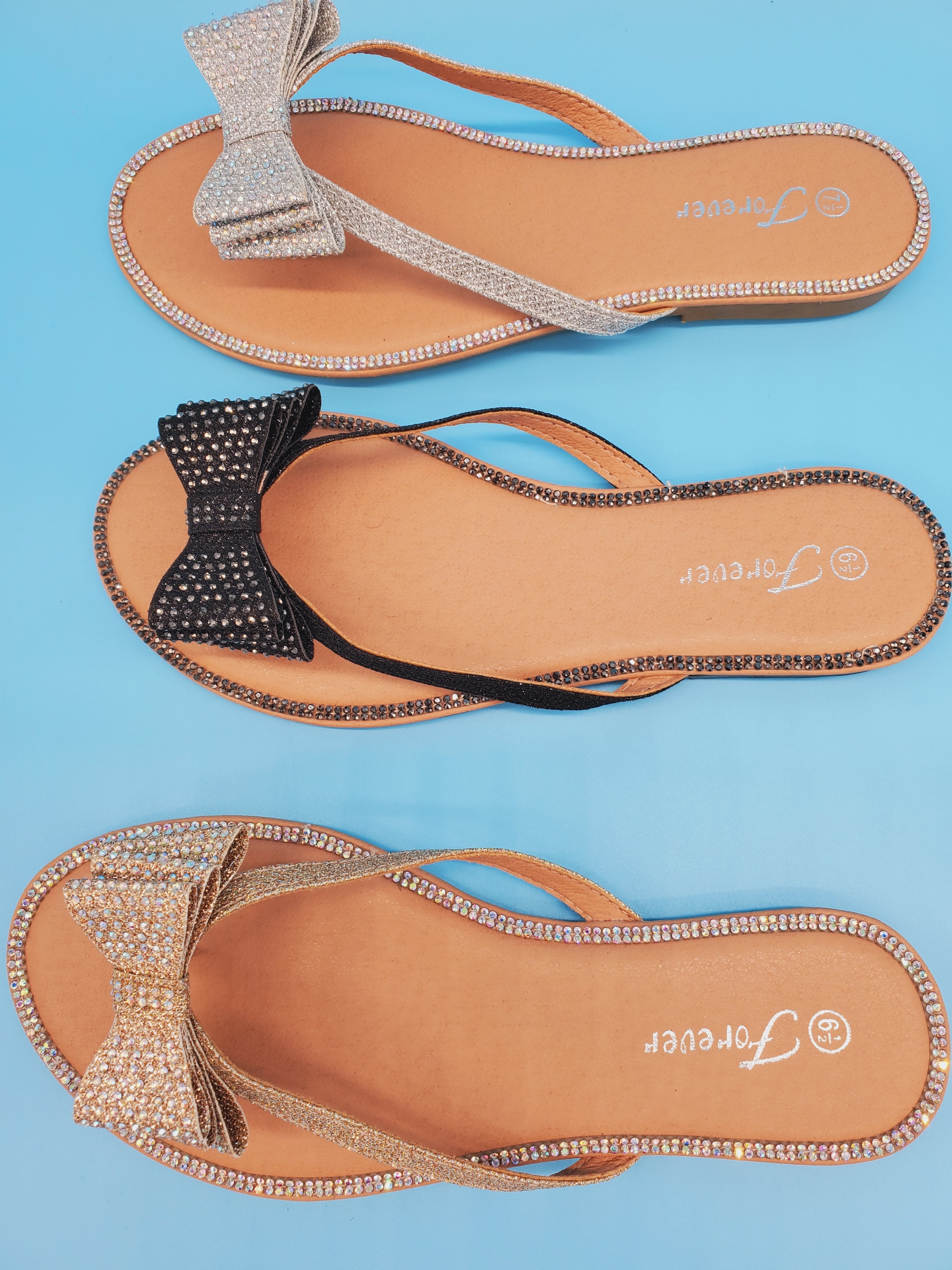 Thong Bow Glitter Slippers – Brazilian secrets footwear